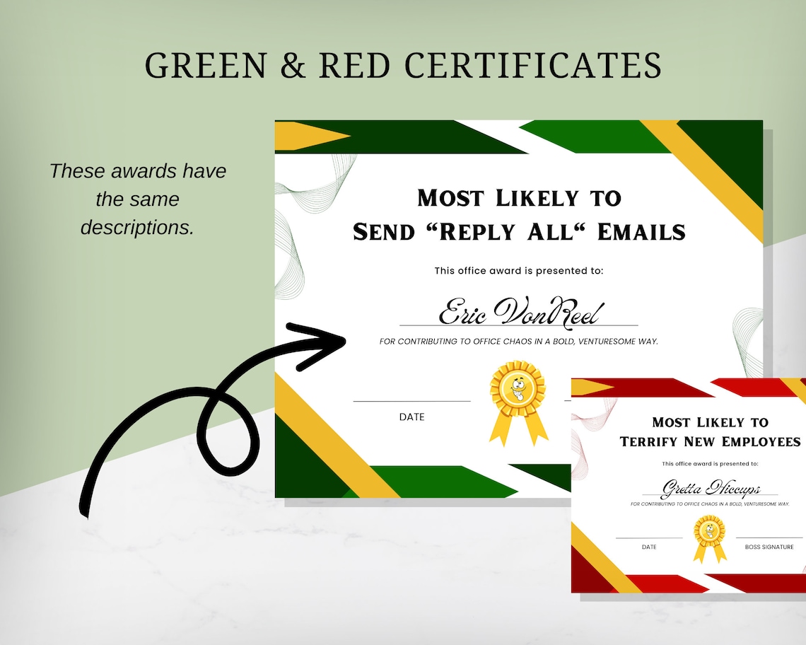 101 Funny Office Employee Awards - Work Party, Certificates, Printable ...