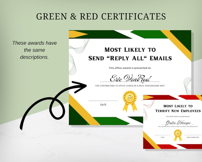 101 Funny Office Employee Awards - Work Party, Certificates, Printable ...