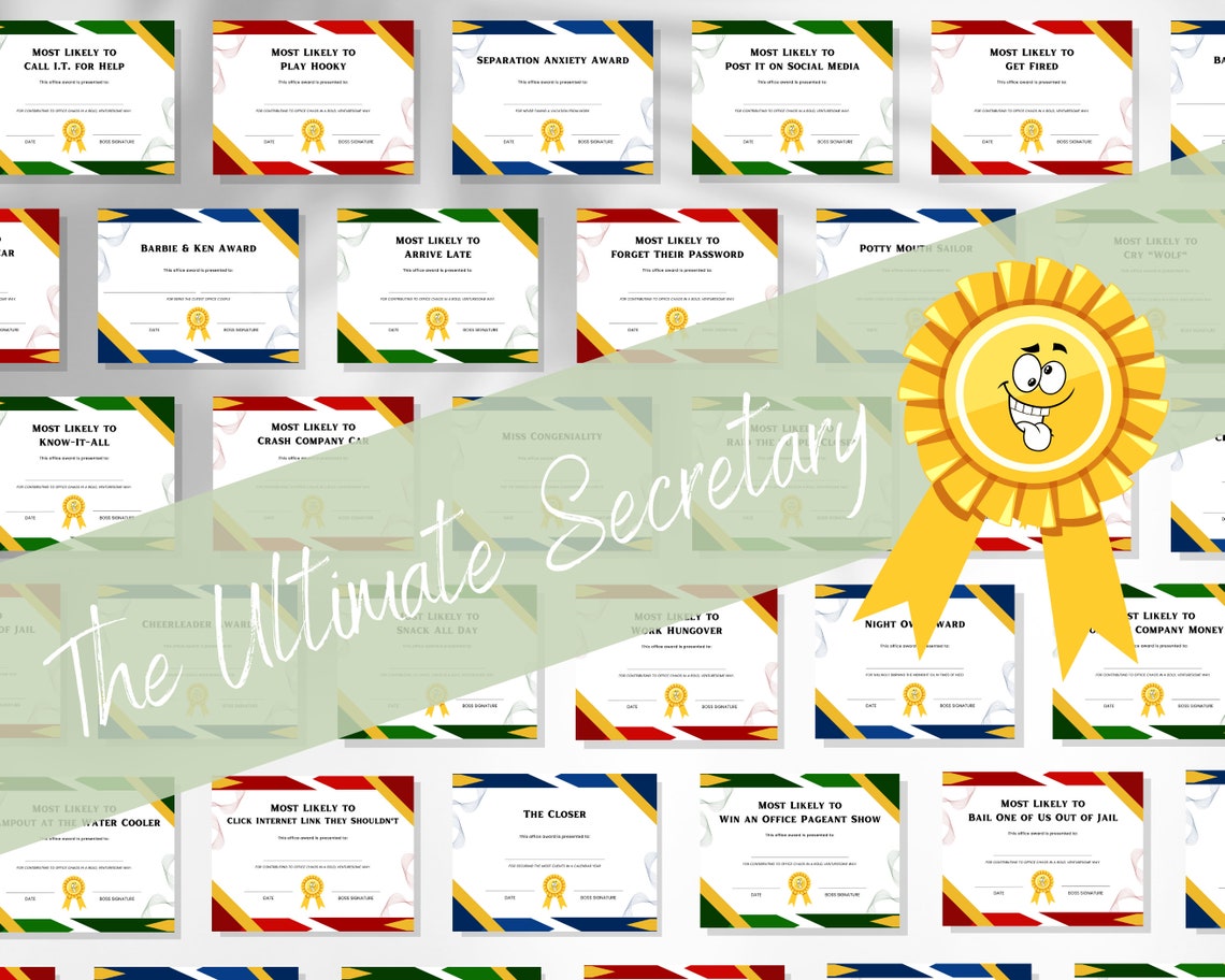 101 Funny Office Employee Awards - Work Party, Certificates, Printable ...