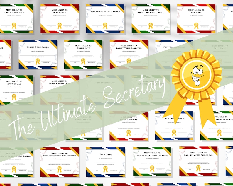 101 Funny Office Employee Awards - Work Party, Certificates, Printable ...