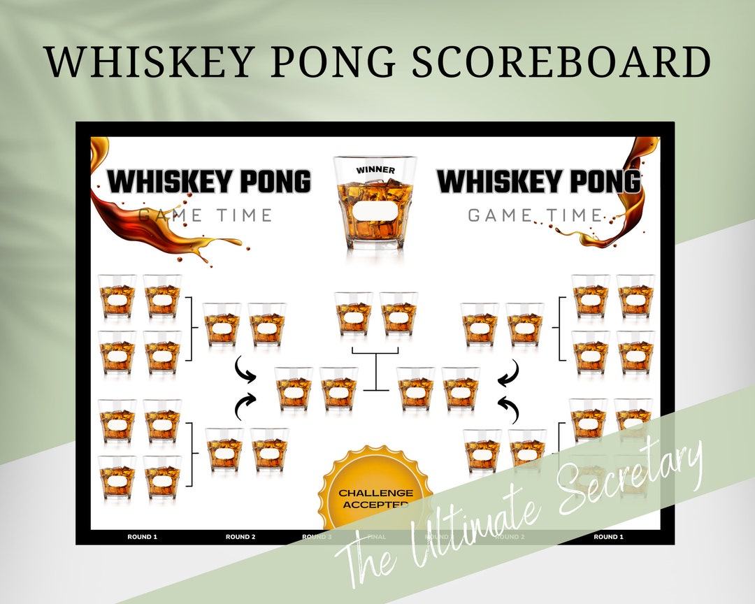 Whiskey Pong Scoreboard - Challenge Accepted Party Games, Beer Pong - Etsy