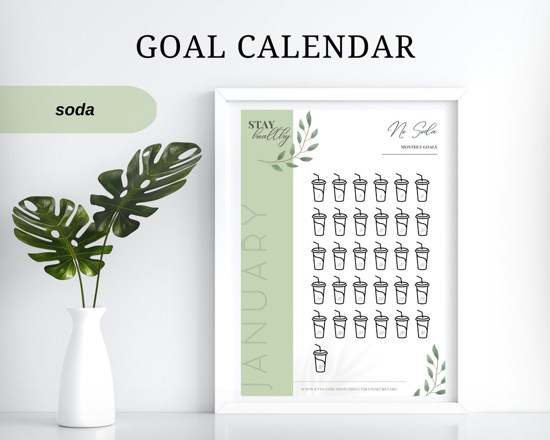 Goal Calendar: Soda Edition - Personal Goal Chart, New Year's ...