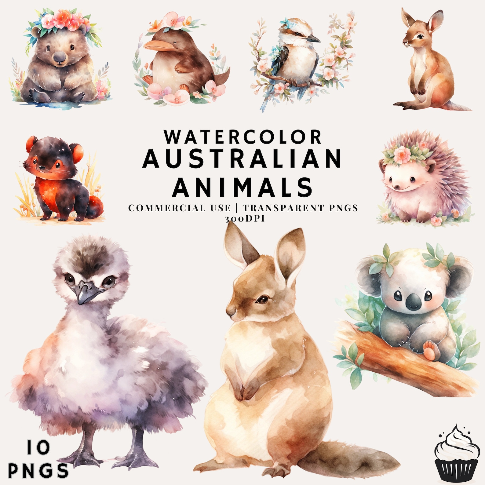 Watercolor Australian Animals Clipart Bundle | Commercial Use (PNG ...