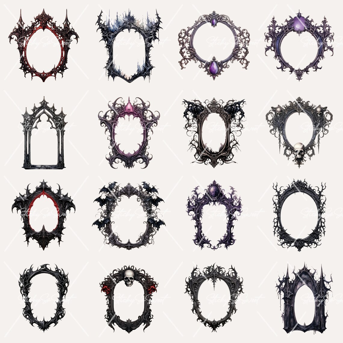 Goth Frame Bundle Clipart | PNG | Commercial Use | Instant Download ...