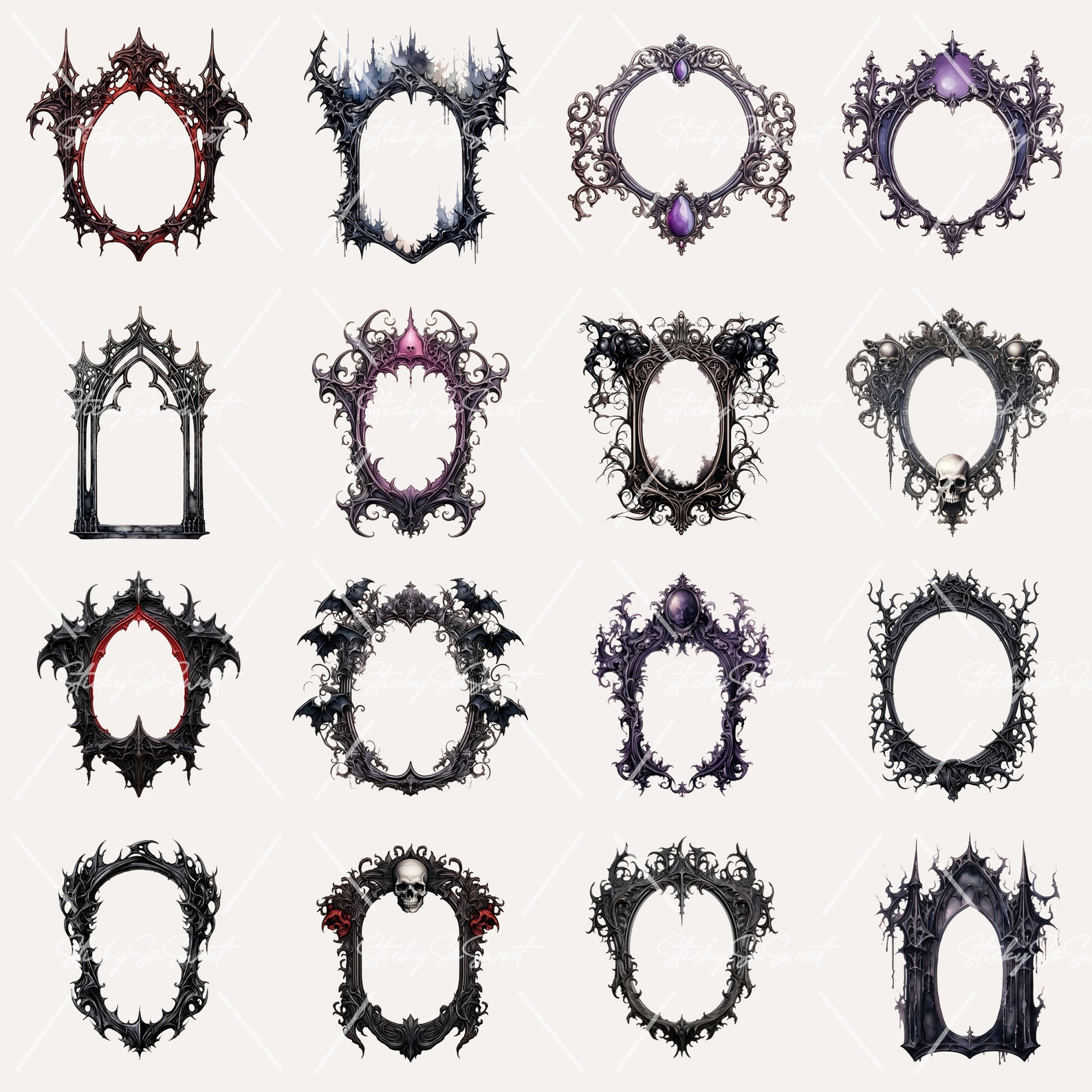 Goth Frame Bundle Clipart | PNG | Commercial Use | Instant Download ...