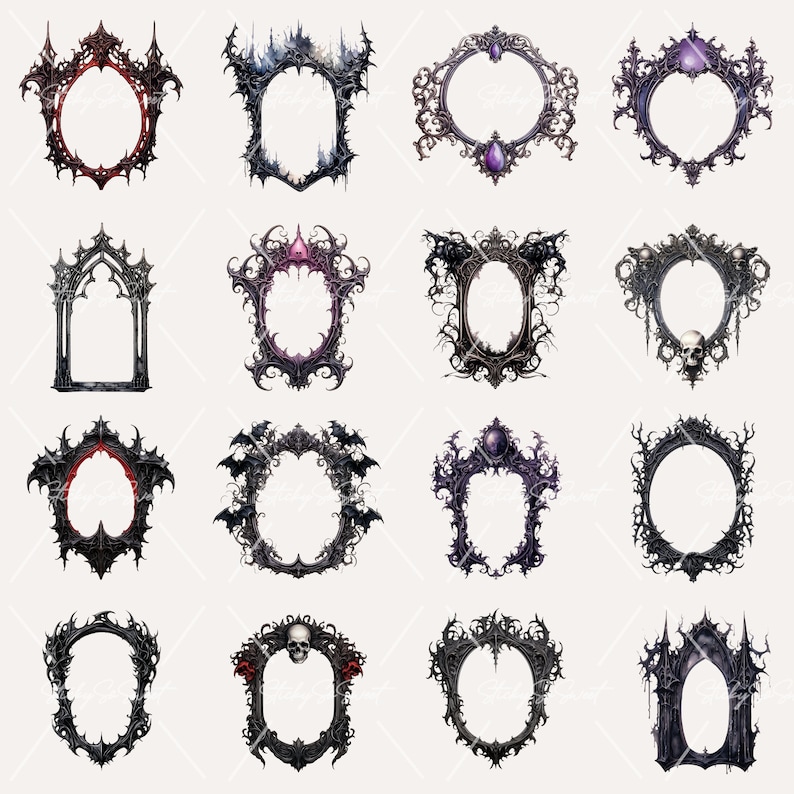 Goth Frame Bundle Clipart | PNG | Commercial Use | Instant Download ...