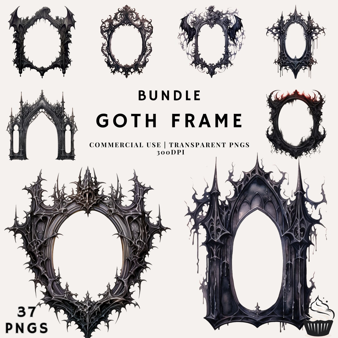 Goth Frame Bundle Clipart | PNG | Commercial Use | Instant Download ...