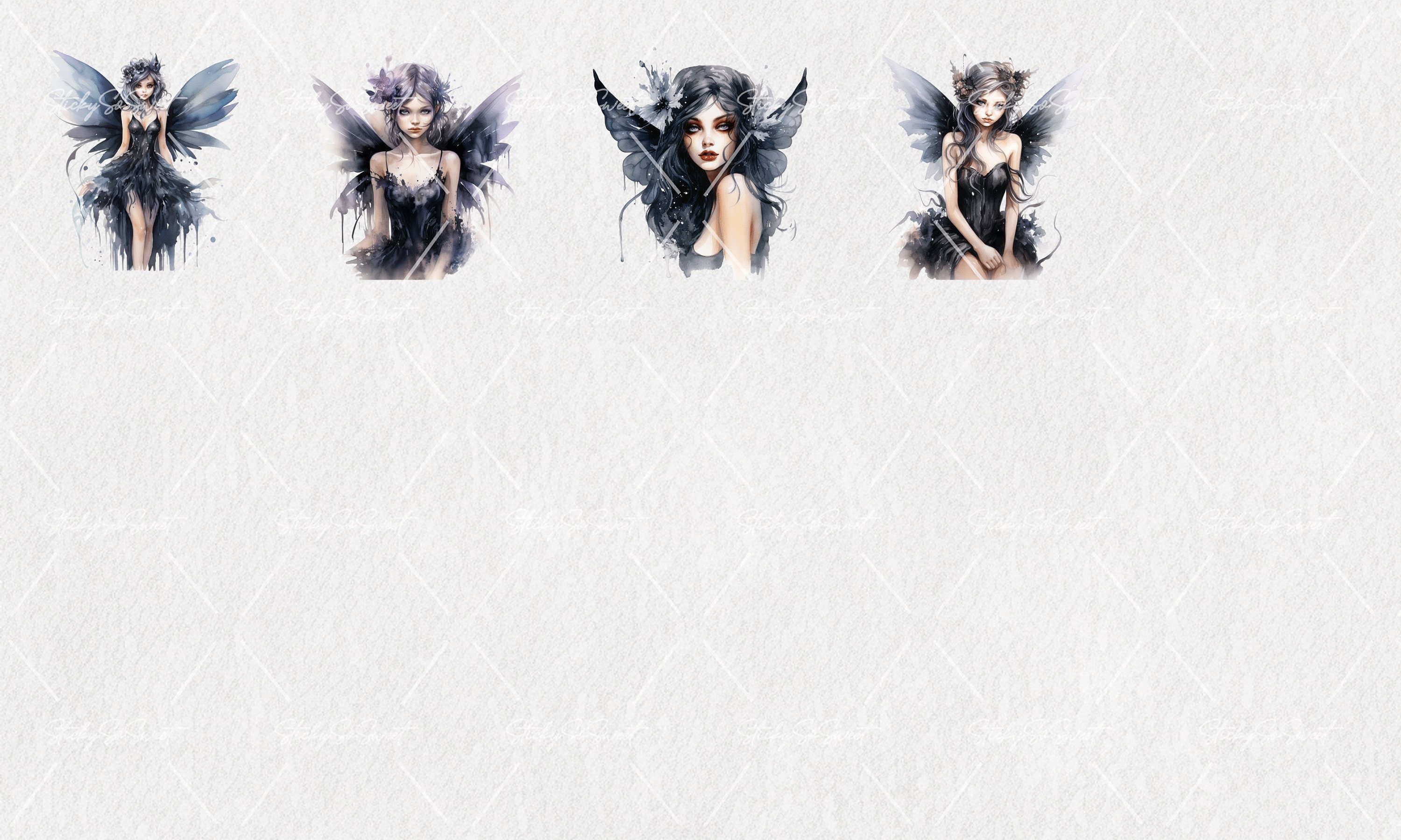 Watercolor Dark Fairy Bundle Clipart PNG Commercial Use - Etsy