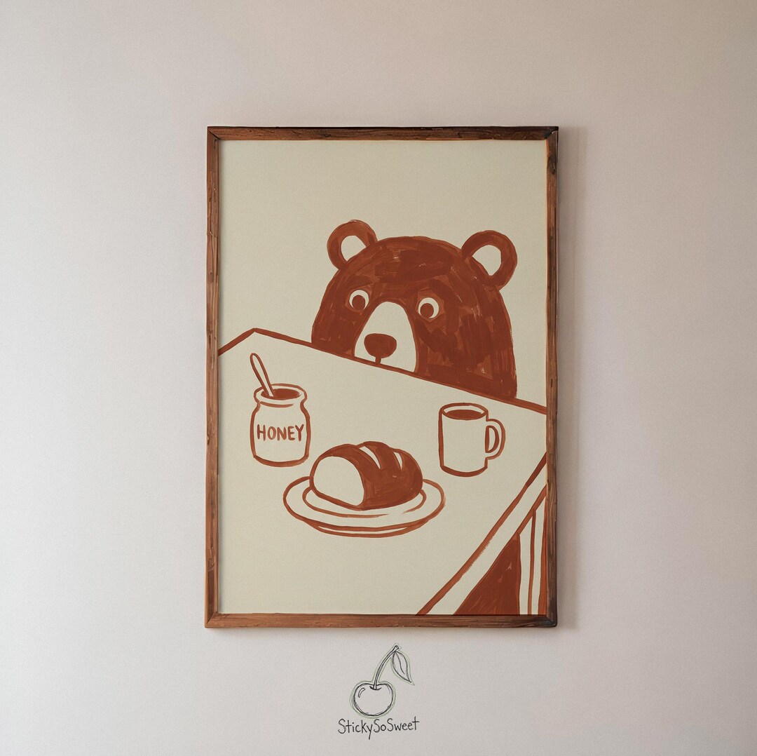 Bear Nursery Art | Gouache Animal Print Digital Download | Honey Bear ...