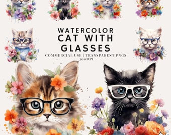 Watercolor Floral Bunny Bundle Clipart PNG Commercial Use Instant ...