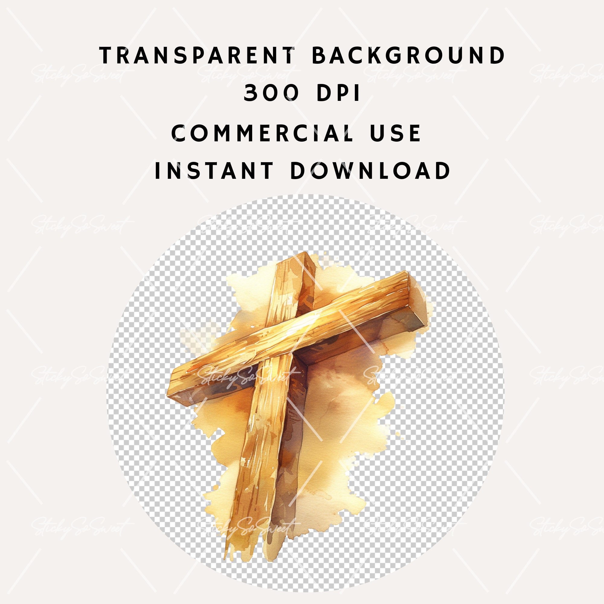 Watercolor Golden Cross Clipart Bundle PNG Commercial Use Instant ...