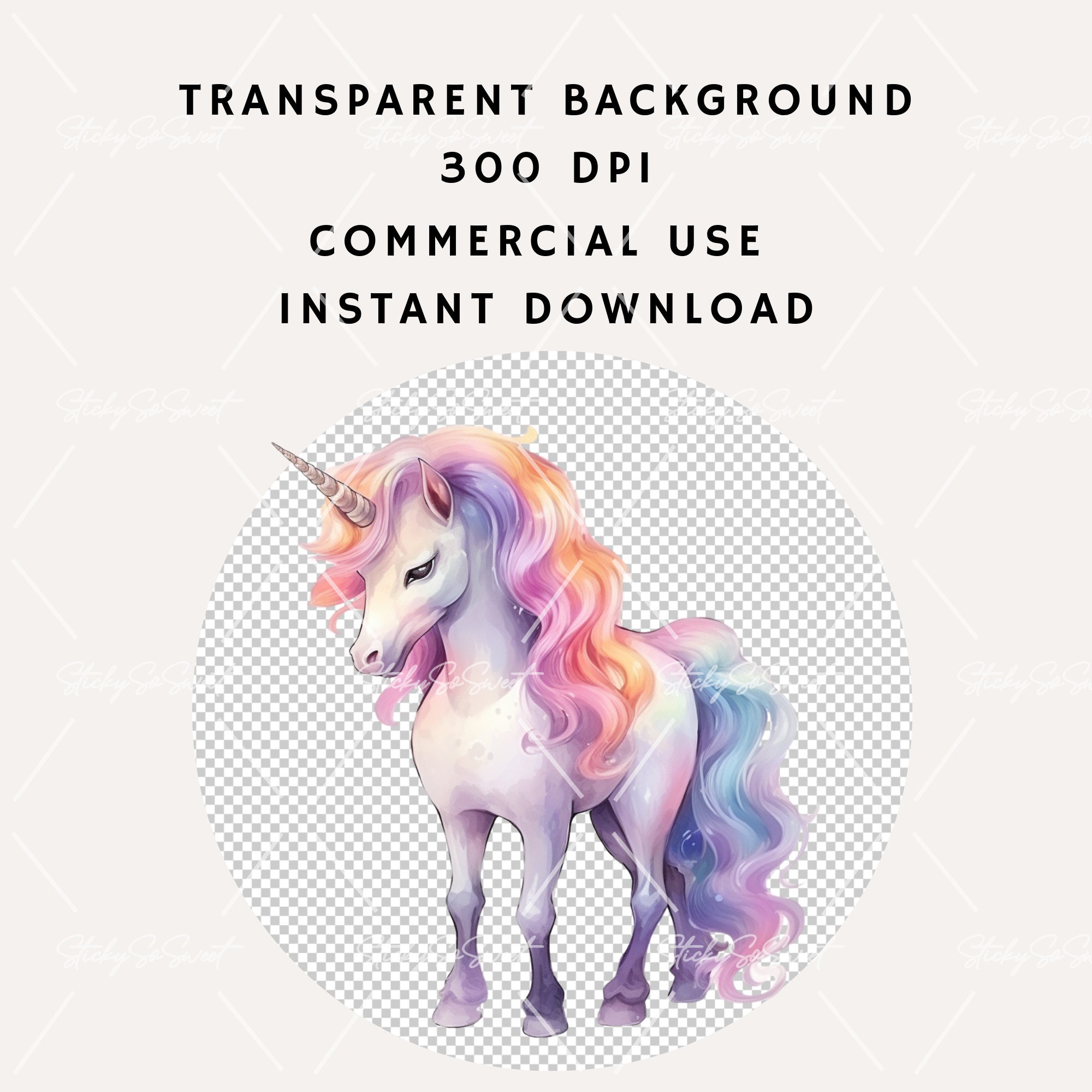 Watercolor Unicorn Clipart Bundle | Cute PNG Graphics (commercial Use ...