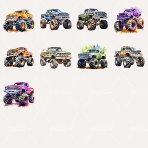 Watercolor Monster Truck Clipart Bundle | PNG | Commercial Use ...