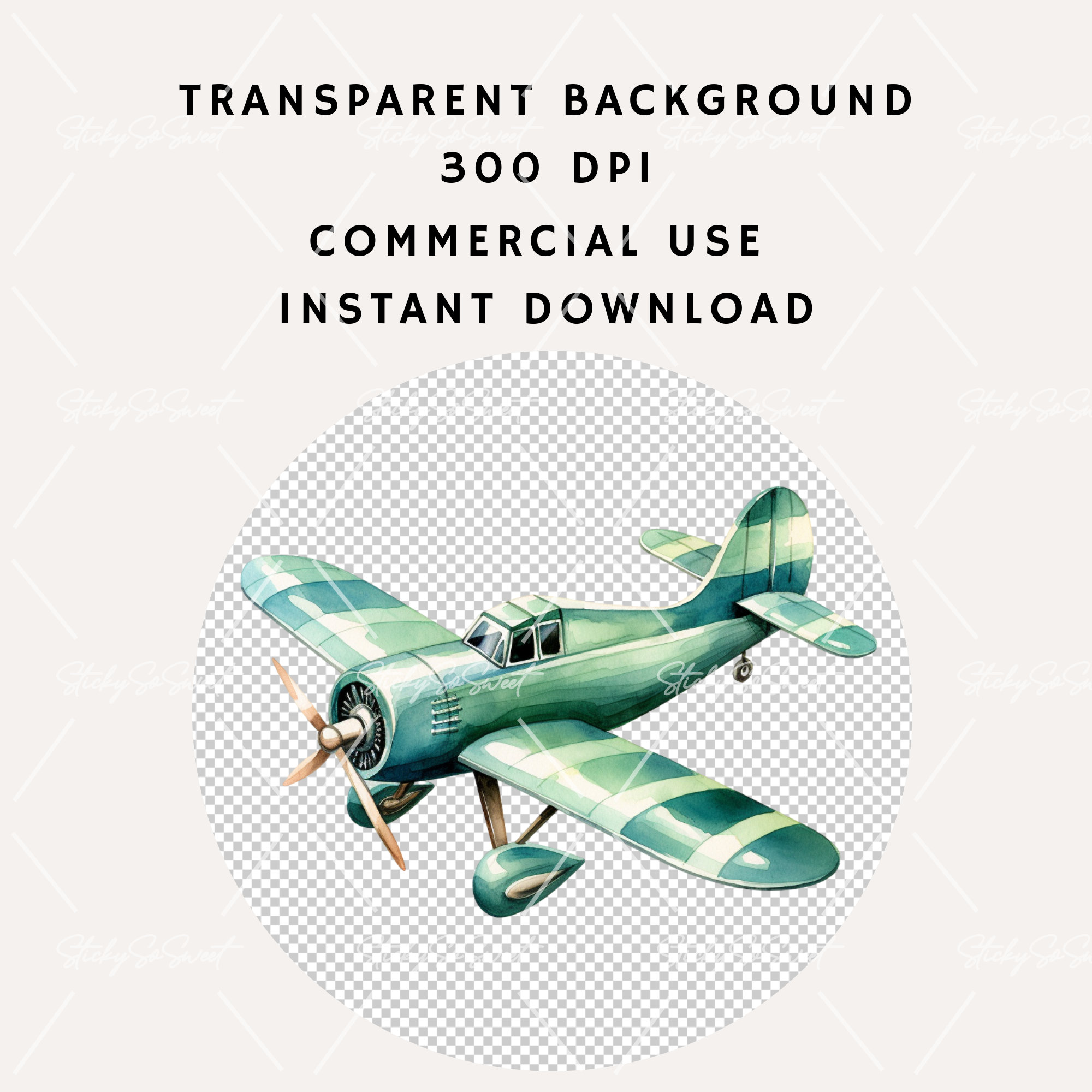 Watercolor Cute Green Bunny Clipart Bundle PNG Commercial Use Instant ...