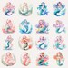 Watercolor Mermaid Clipart Bundle | Cute PNG Graphics (commercial Use ...