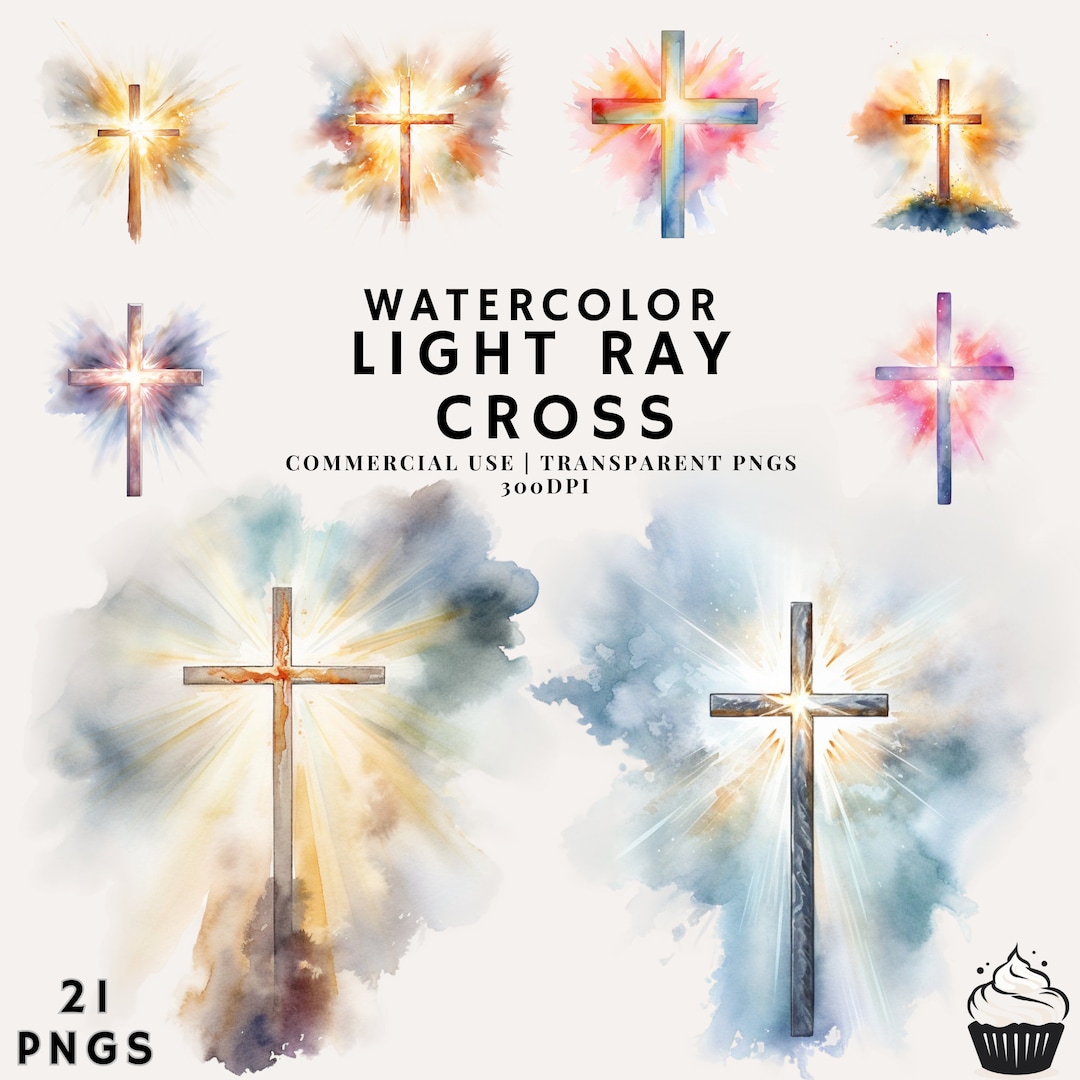 Watercolor Light Ray Cross Bundle | PNG | Commercial Use | Instant ...