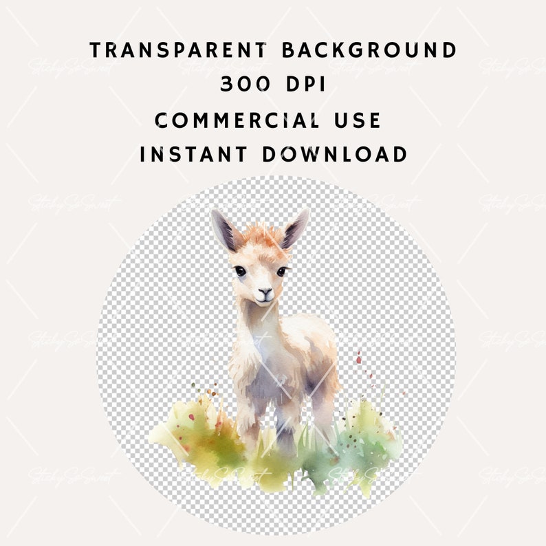 Watercolor Floral Llama Bundle Clipart | PNG | Commercial Use | Instant ...