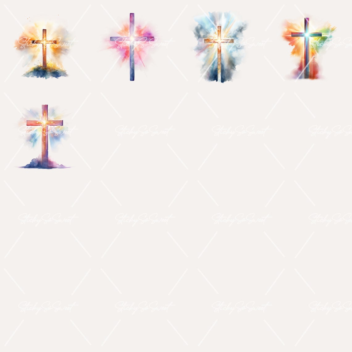 Watercolor Light Ray Cross Bundle | PNG | Commercial Use | Instant ...