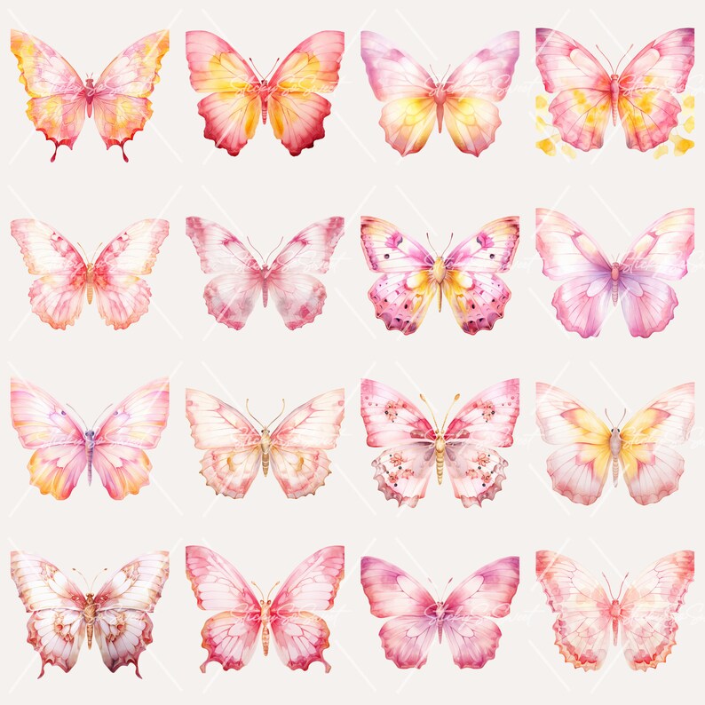 Watercolor Butterfly Clipart Bundle PNG Commercial Use Instant Download ...