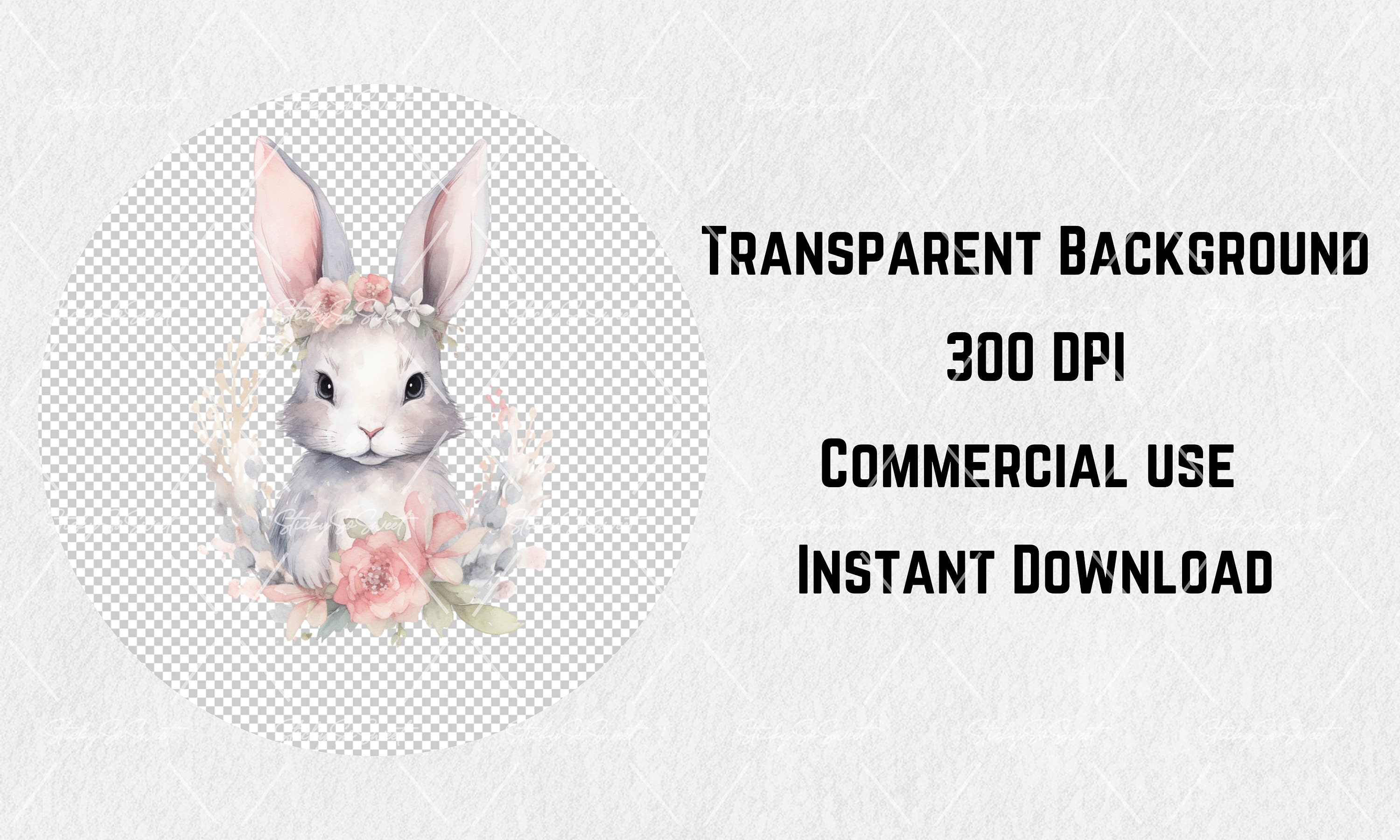 Watercolor Floral Bunny Bundle Clipart PNG Commercial Use - Etsy