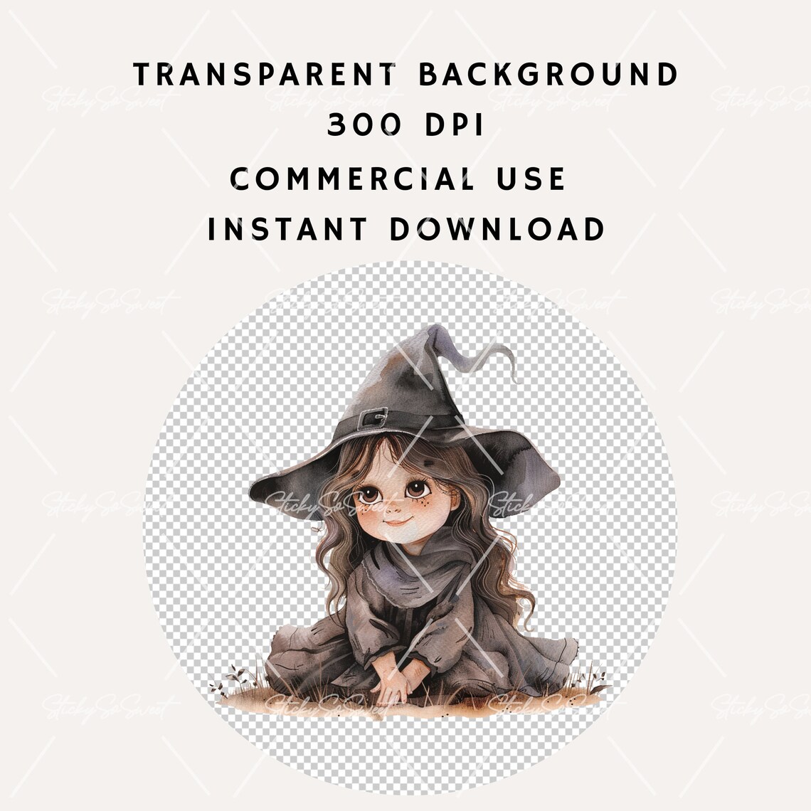 Watercolor Baby Witch Clipart Bundle | PNG | Commercial Use | Instant ...