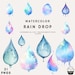 Watercolor Rain Drop Clipart Bundle PNG Commercial Use Instant Download ...