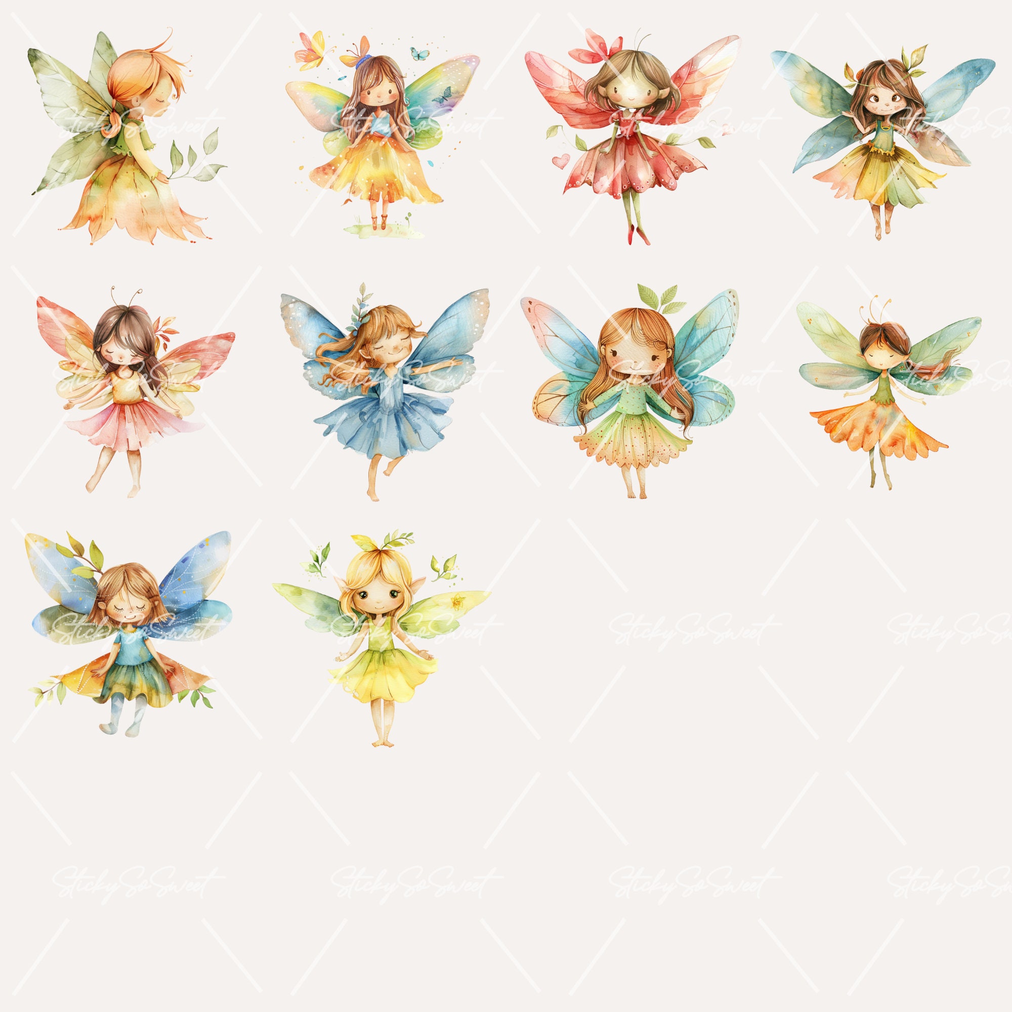 Watercolor Fairy Clipart Bundle | Cute Fantasy PNG (commercial Use) - Etsy