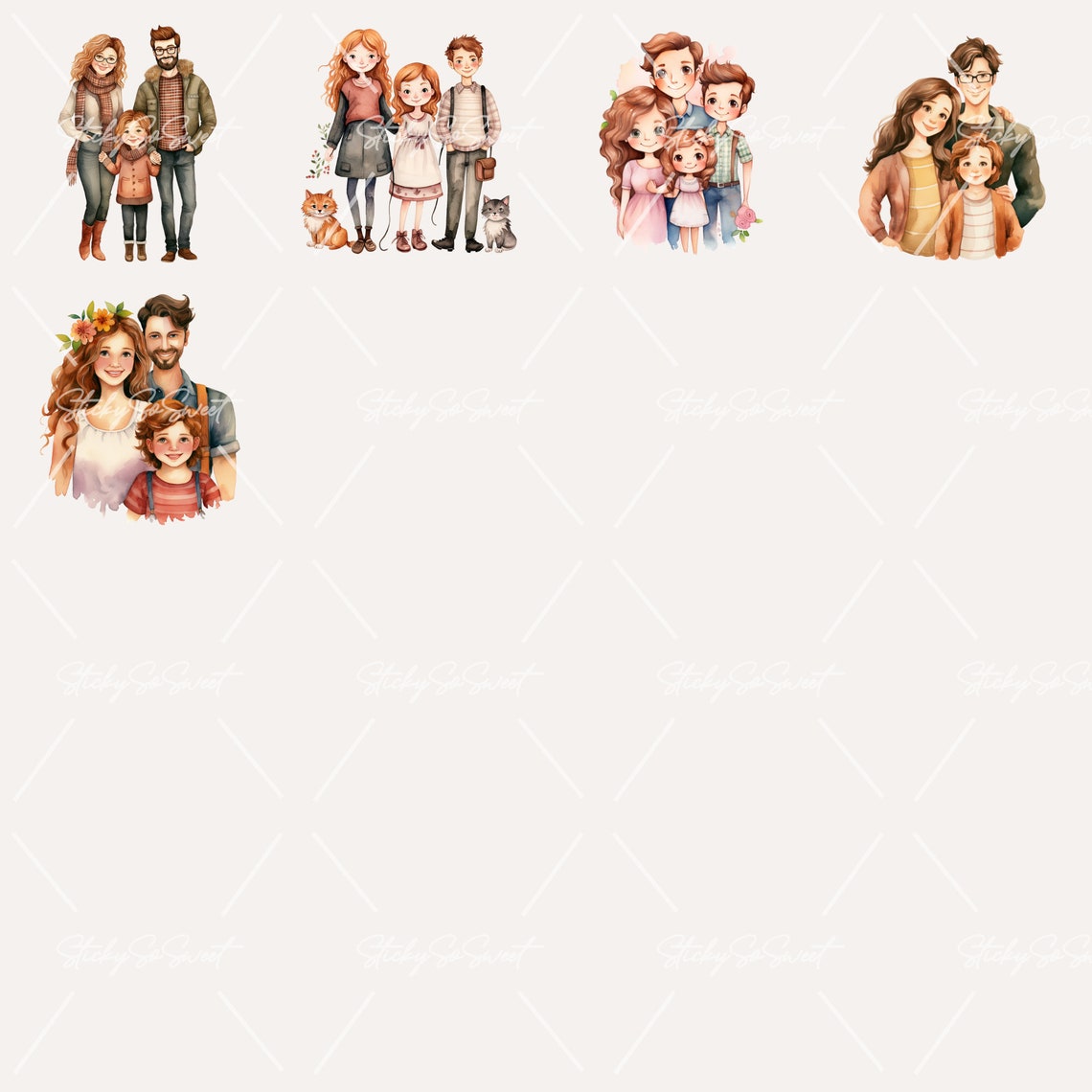 Watercolor Cute Family Clipart Bundle | PNG | Commercial Use | Instant ...