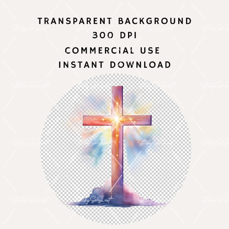 Watercolor Light Ray Cross Bundle | PNG | Commercial Use | Instant ...