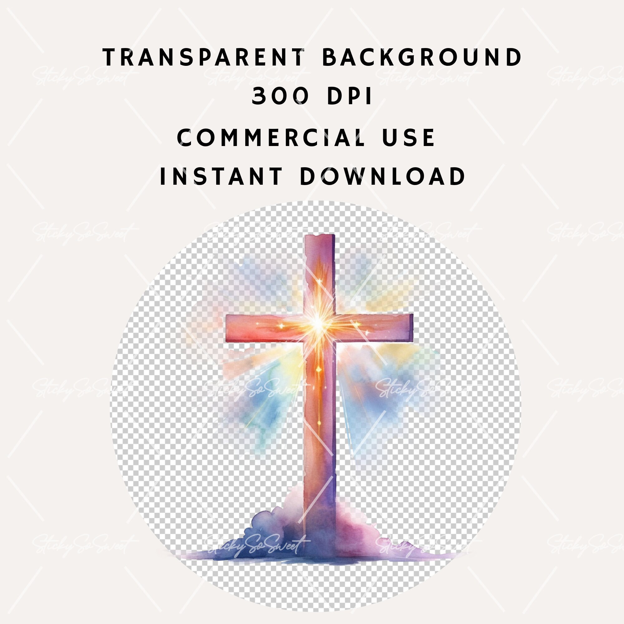 Watercolor Light Ray Cross Bundle | PNG | Commercial Use | Instant ...