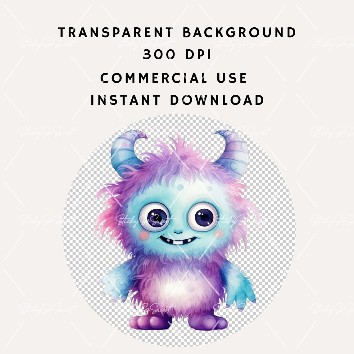 Watercolor Cute Monster Clipart Bundle | PNG | Commercial Use | Instant ...