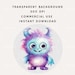 Watercolor Cute Monster Clipart Bundle PNG Commercial Use Instant ...