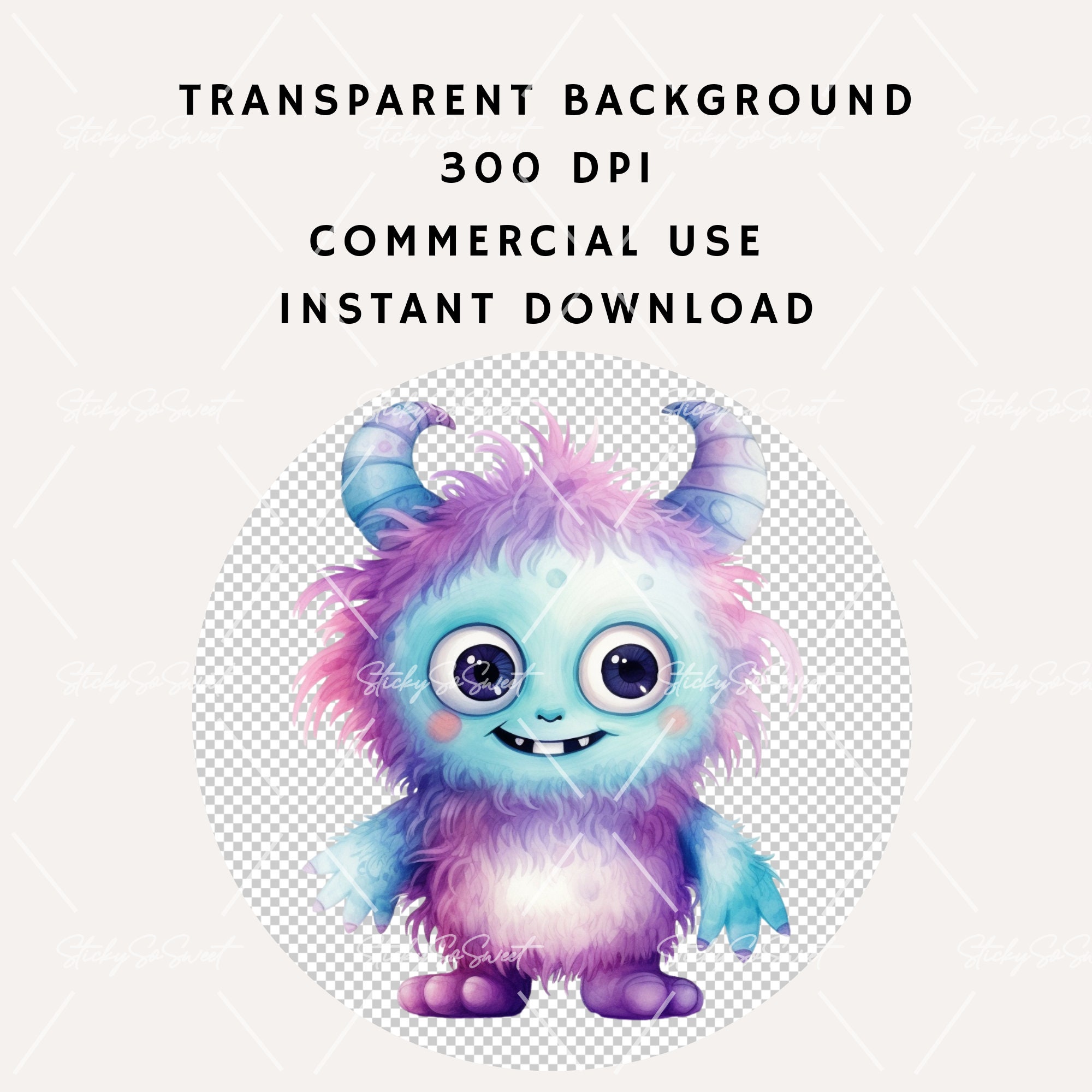 Watercolor Cute Monster Clipart Bundle | PNG | Commercial Use | Instant ...
