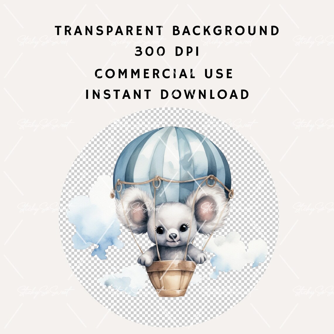 Watercolor Baby Blue Koala Bundle Clipart | PNG | Commercial Use ...