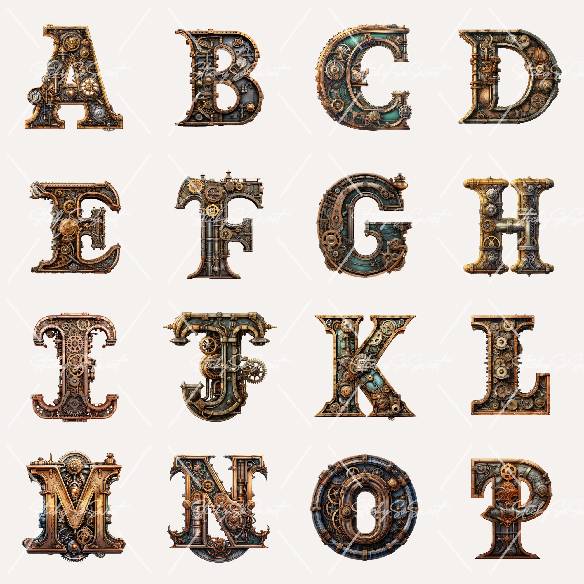 Steampunk Alphabet Letters Clipart Bundle | PNG | Commercial Use ...