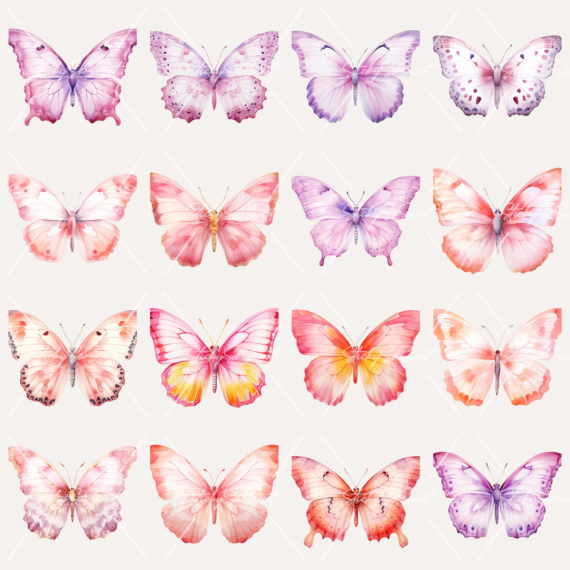 Watercolor Butterfly Clipart Bundle PNG Commercial Use Instant Download ...