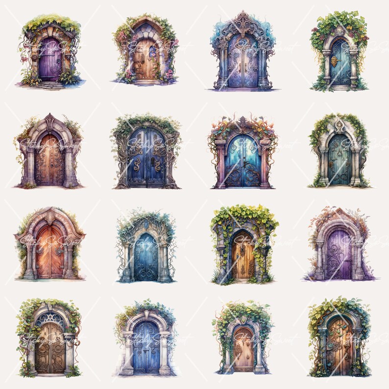 Watercolor Magical Door Clipart Bundle | PNG | Commercial Use | Instant ...