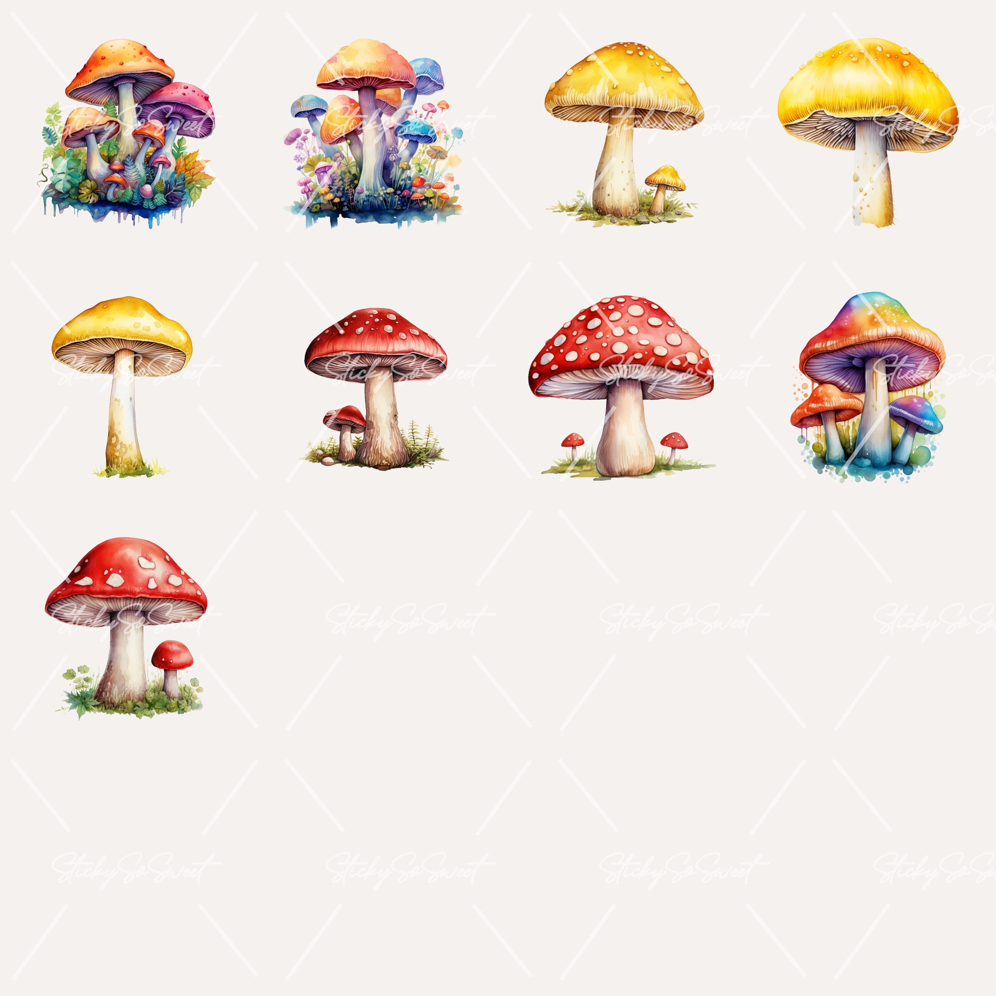 Watercolor Mushroom Bundle Clipart | PNG | Commercial Use | Instant ...