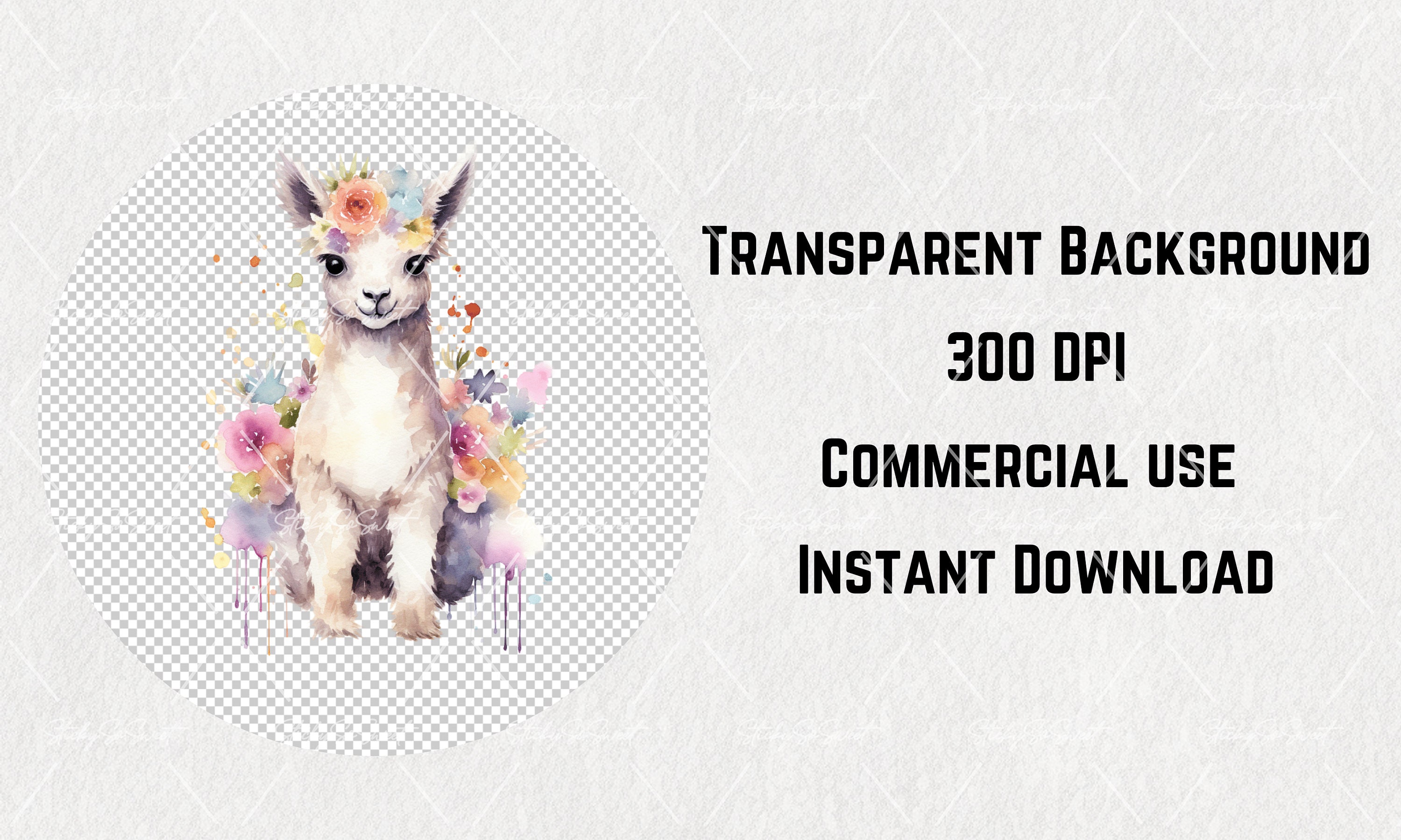 Watercolor Floral Llama Bundle Clipart PNG Commercial Use - Etsy
