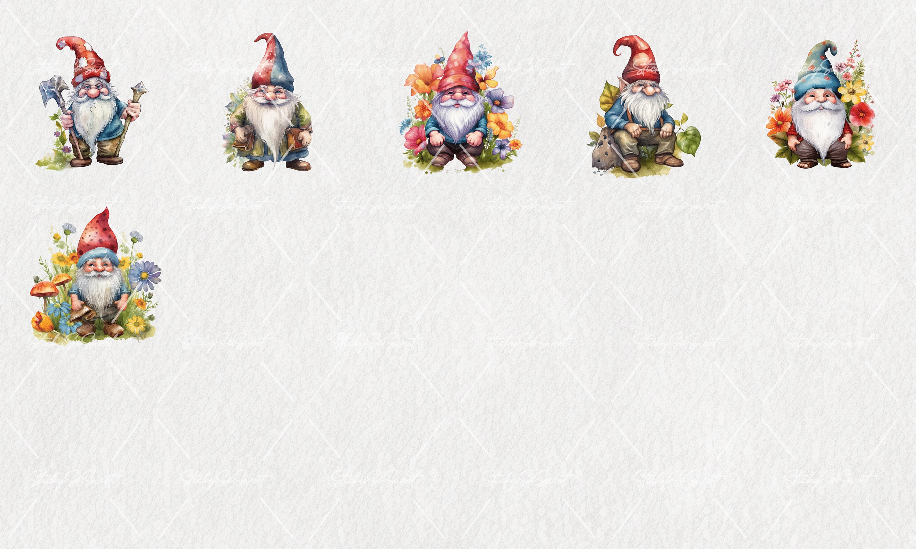 Watercolor Magical Gnome Bundle Clipart PNG Commercial Use - Etsy