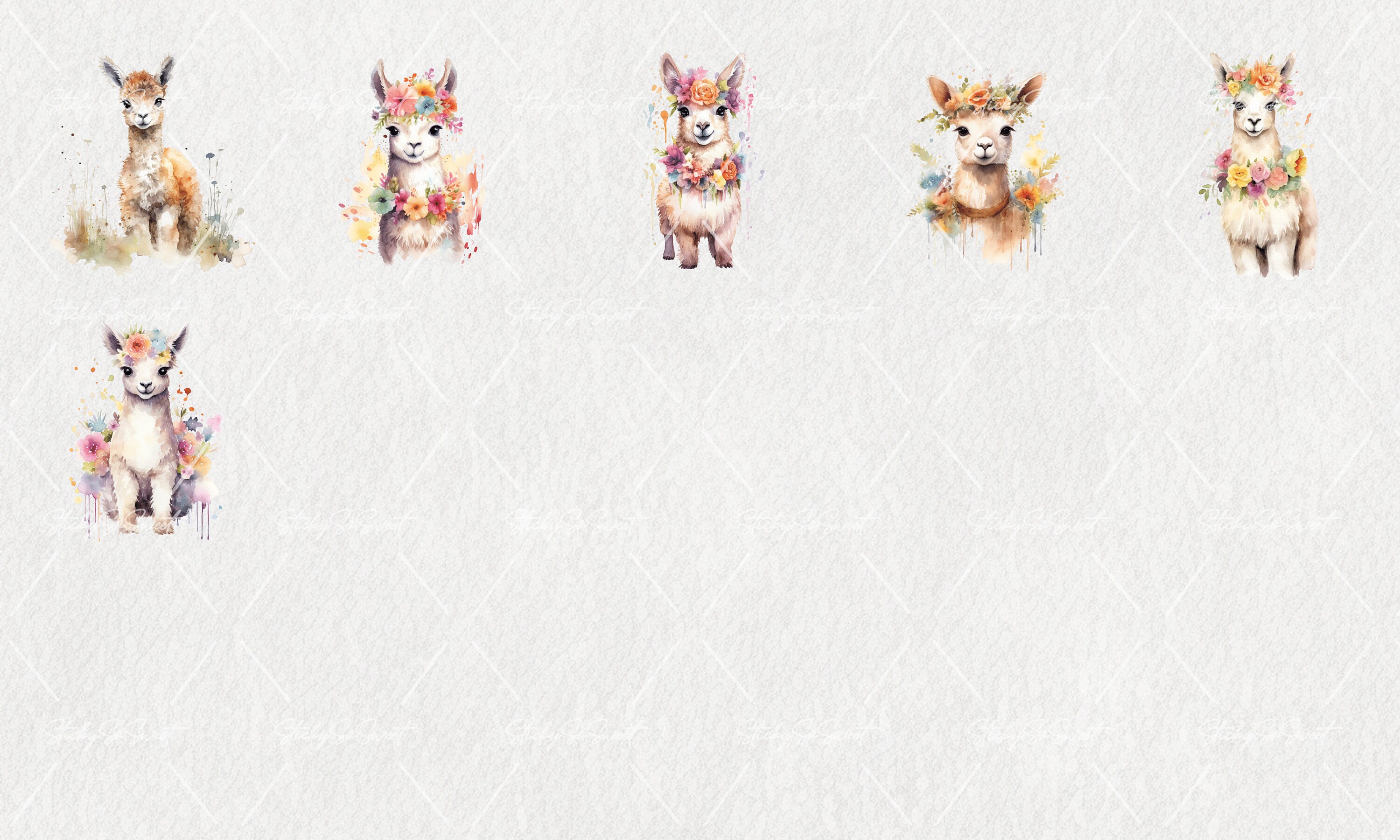 Watercolor Floral Llama Bundle Clipart PNG Commercial Use - Etsy