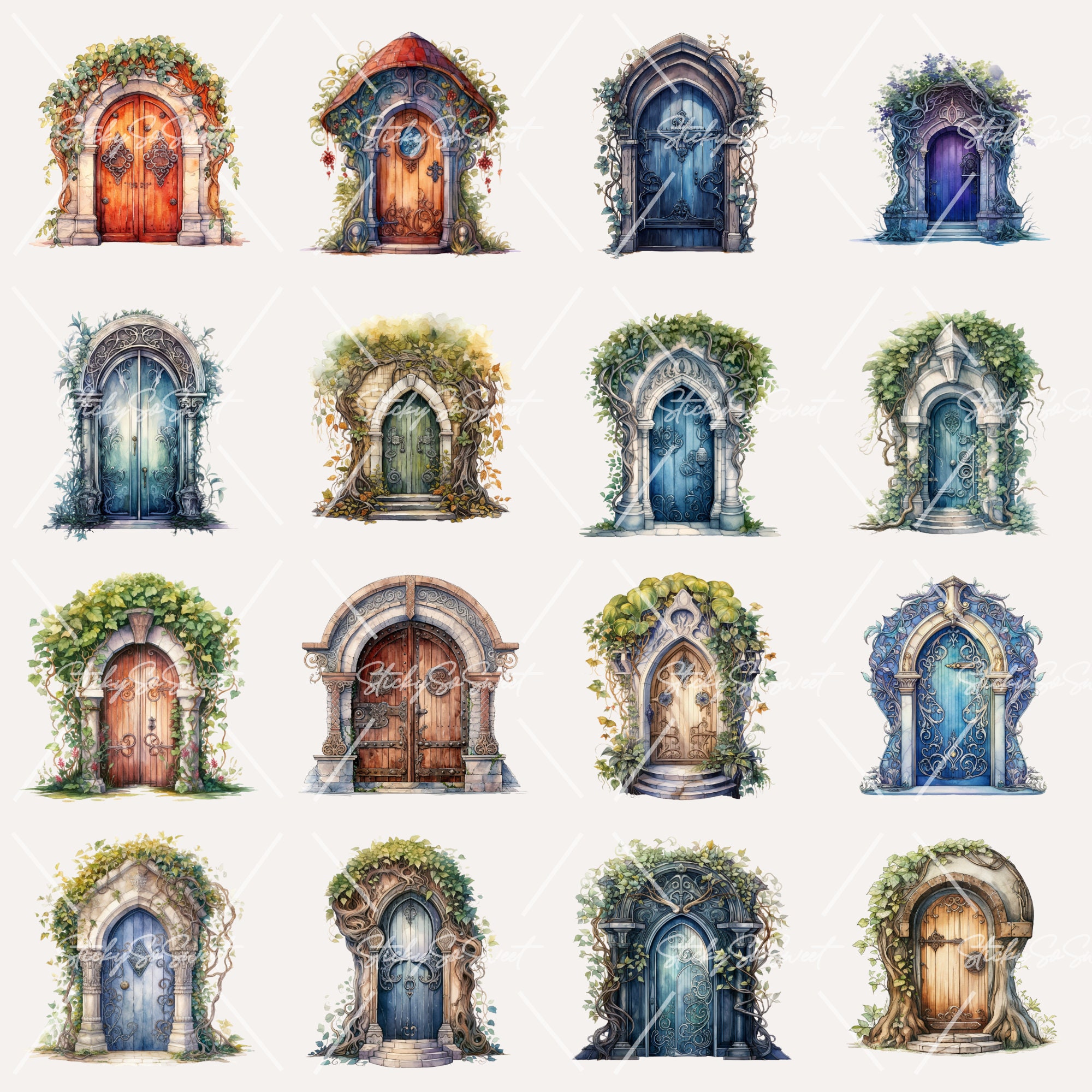 Watercolor Magical Door Clipart Bundle | PNG | Commercial Use | Instant ...
