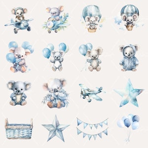 Watercolor Baby Blue Koala Bundle Clipart | PNG | Commercial Use ...