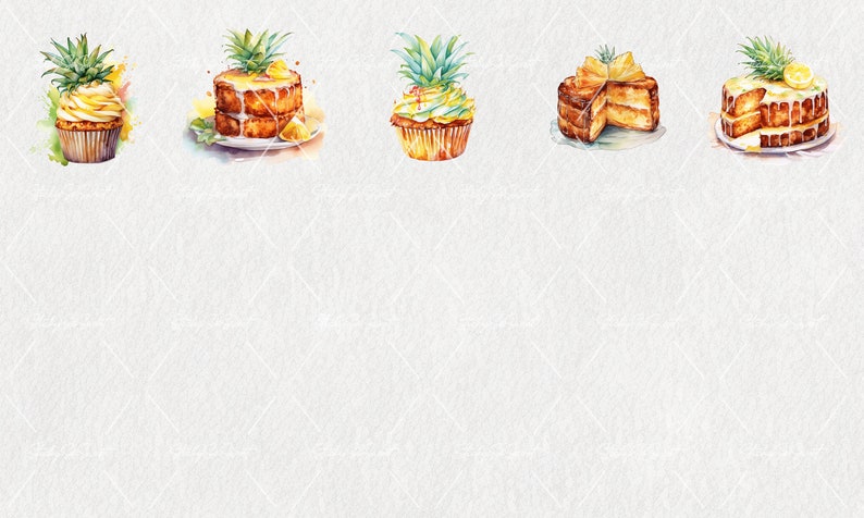 Watercolor Pineapple Bundle Clipart PNG Commercial Use - Etsy