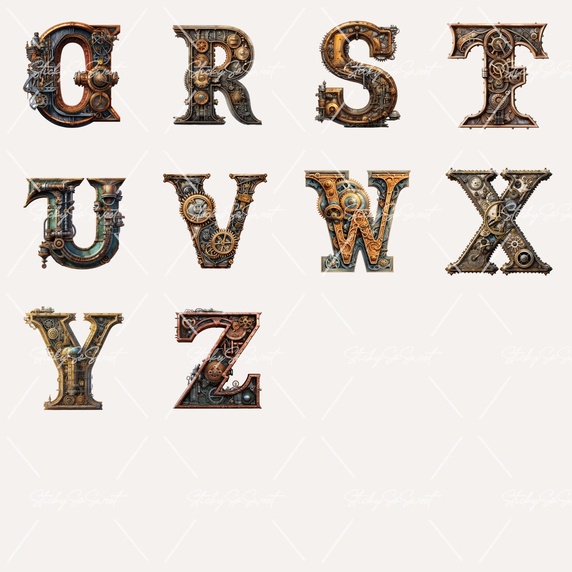 Steampunk Alphabet Letters Clipart Bundle | PNG | Commercial Use ...