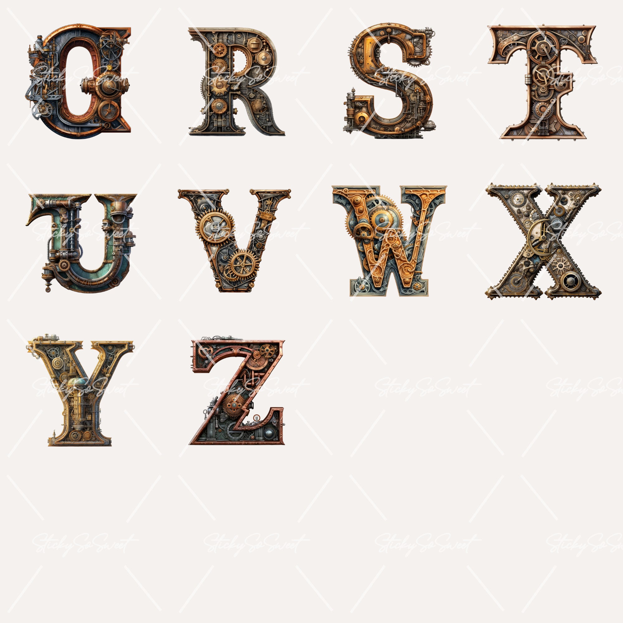 Steampunk Alphabet Letters Clipart Bundle | PNG | Commercial Use ...