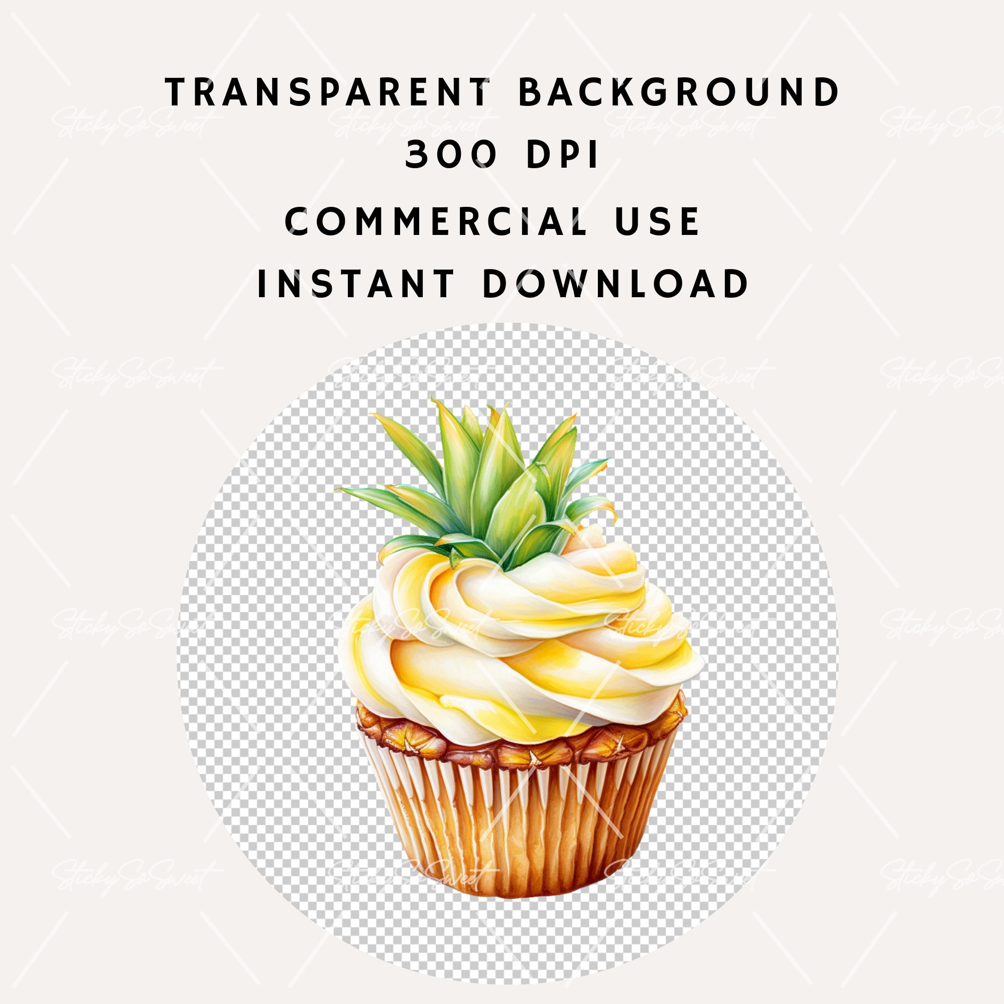 Watercolor Pineapple Bundle Clipart PNG Commercial Use Instant Download ...