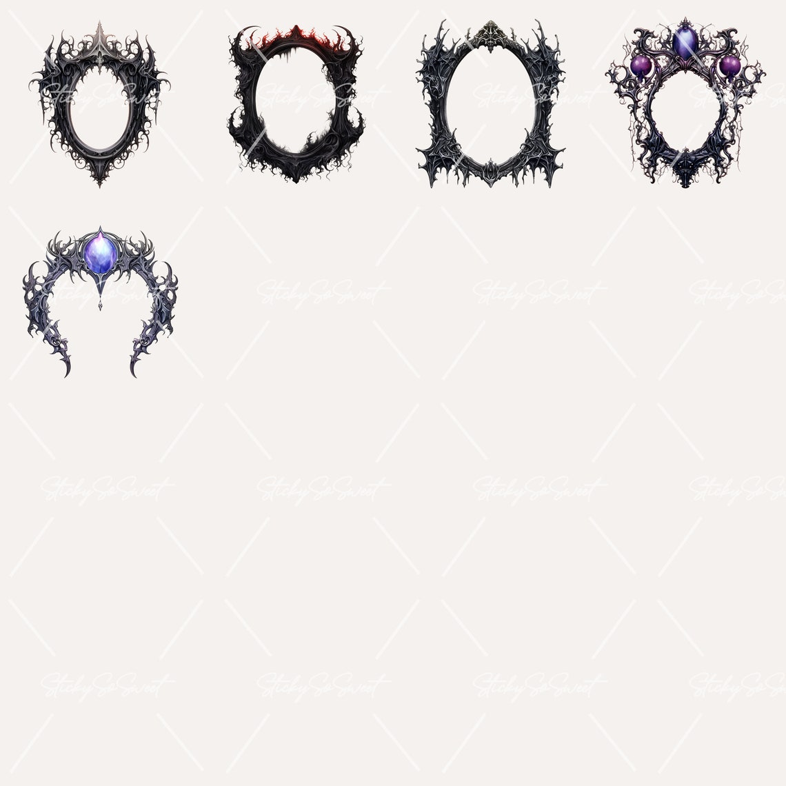 Goth Frame Bundle Clipart | PNG | Commercial Use | Instant Download ...