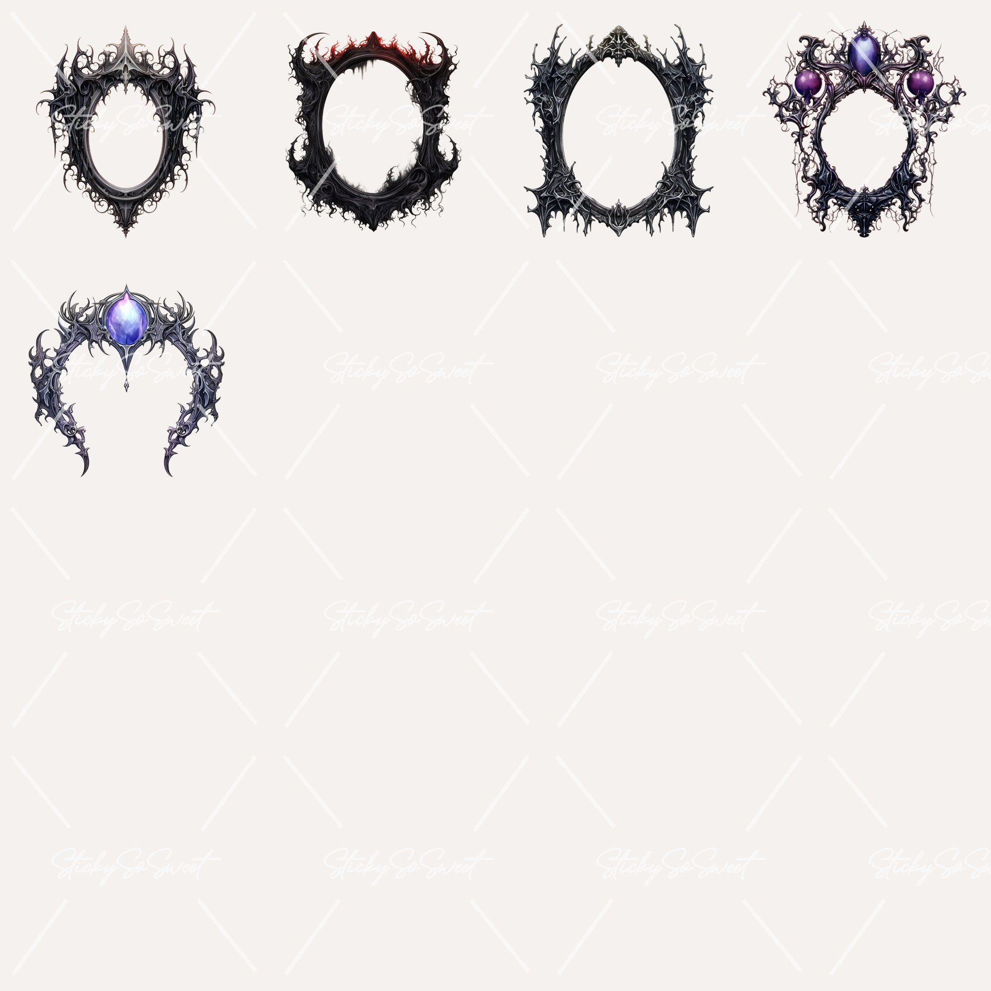 Goth Frame Bundle Clipart | PNG | Commercial Use | Instant Download ...