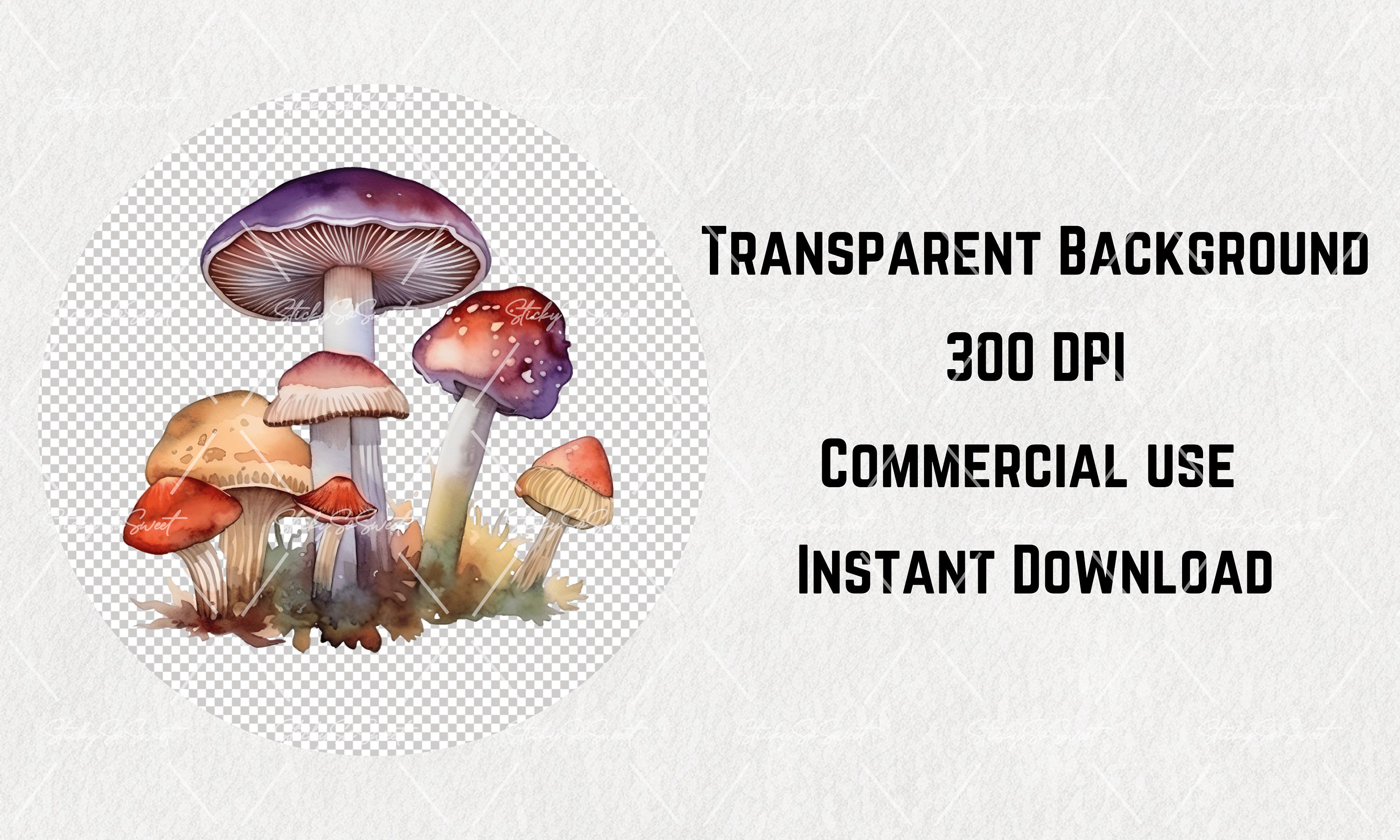 Watercolor Mushroom Bundle Clipart PNG Commercial Use - Etsy